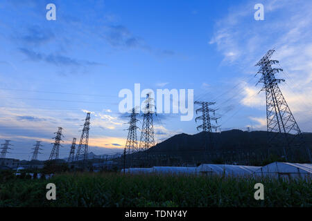 Pylon on hill in bluesky Stock Photo - Alamy