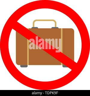 Forbidden sign with luggage glyph icon. Stop silhouette symbol. No hand ...