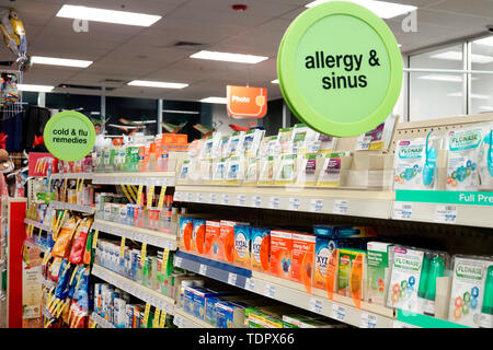 Xyzal Allergy over-the-counter medicine photographed in a pharmacy ...