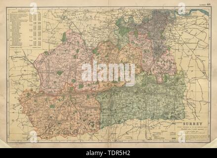 SURREY. County map. Parliamentary constituencies divisions. Railways ...