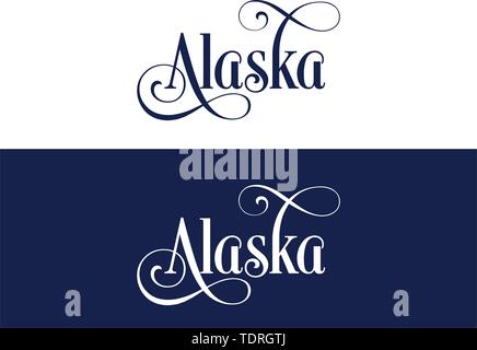 Typography of The USA Alaska States Handwritten Illustration on ...