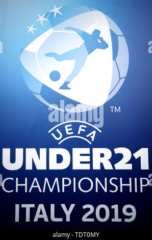 A general view of UEFA branding at the stadium ahead of the UEFA Women ...