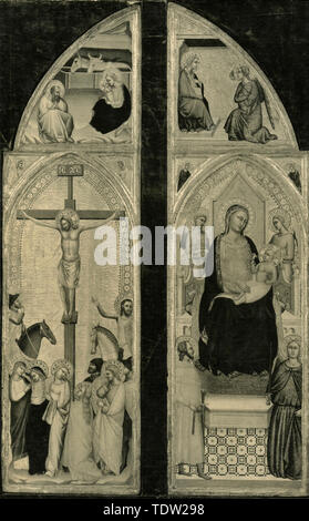 Bernardo Daddi Triptych, The Virgin and Child Enthroned with Saints, 1338 composite Stock Photo ...
