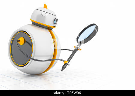 Cute round Robot looking through lens Stock Photo - Alamy