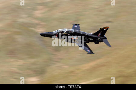 Hawk T2 aircraft flying low level at 250ft in the the Mach Loop area of ...