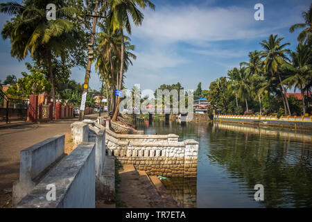 Alappuzha, Kerala, India - February 2016: Lake and Bridge image ...