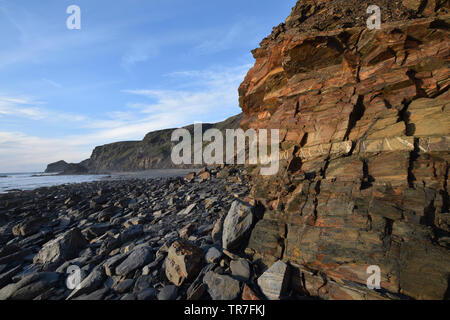 Slate Cliffs of the North Cornwall Coast at Holywell Bay. Geological ...