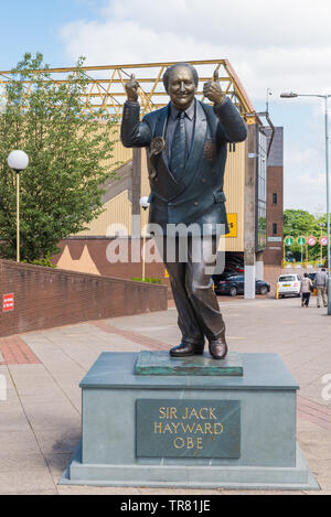Statue of Sir Jack Hayward at Molineux Stadium, the home of ...