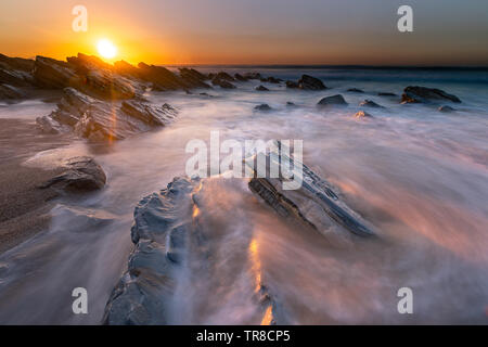 Sunset at the beach of Bidart, Basque Country Stock Photo - Alamy