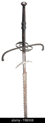 A two-handed flamberge, German, circa 1580 A double-edged blade with ...