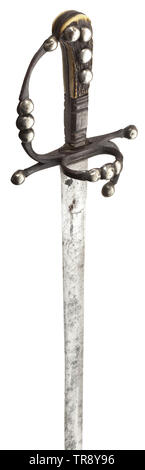 A German hunting sword, 17th century, Double-edged, long blade with ...