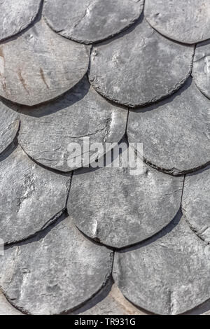 Traditional grey schist tile roofing, nice background Stock Photo - Alamy