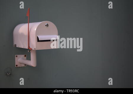 Ancient green mail box a close up Stock Photo - Alamy