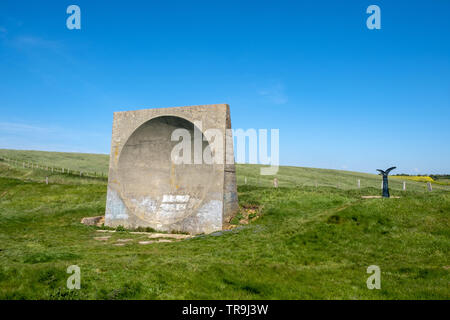 A World War Two sound mirror on Hythe Roughs, Kent, South east England ...