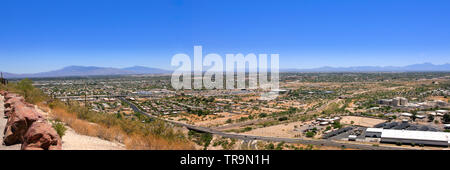 View of Tucson AZ in various directions from atop of "A" Mountain ...