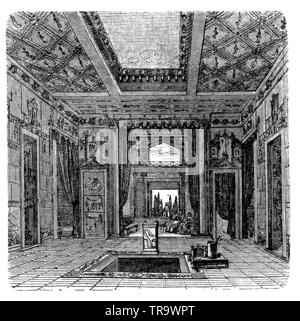 Roman house. Atrium. Antique illustration 1914 Stock Photo - Alamy