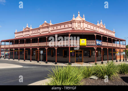 View of the 1906 large Edwardian style hotel with rendered parapet ...
