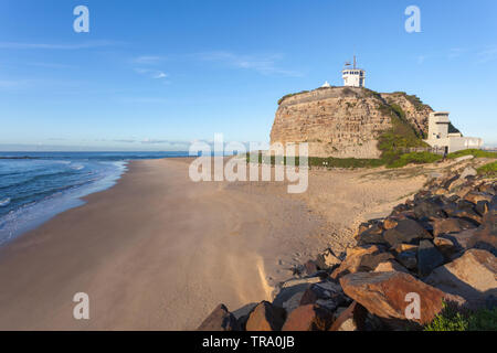 Famous Nobbys head and lighthouse in Newcastle Australia at sunrise ...
