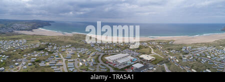 Haven Perran Sands Holiday Park Perranporth, aerial View Stock Photo ...