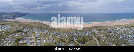 Haven Perran Sands Holiday Park Perranporth, aerial View Stock Photo ...