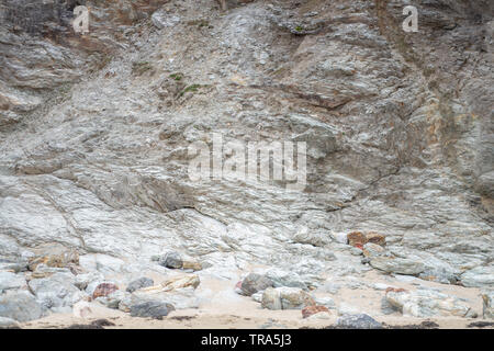 Limestone lime stone rocks on British Coast line in Cornwall, UK Stock ...