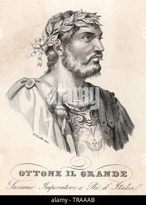 Otto I (912-973), German King in 936 A.D. Illustration of the statue of ...