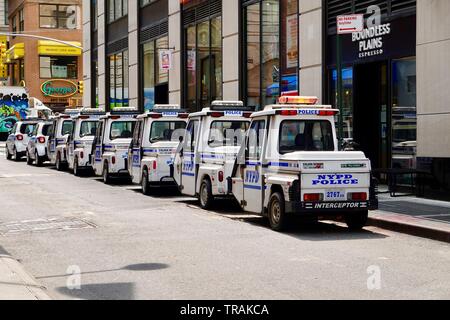 An New York Police Department 3 wheeled interceptor scooter parked on ...