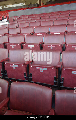 inside the empty stadium at old trafford home of the famous "manchester ...