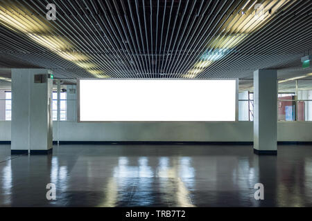 large blank billboard, and window glass facade office building Stock ...