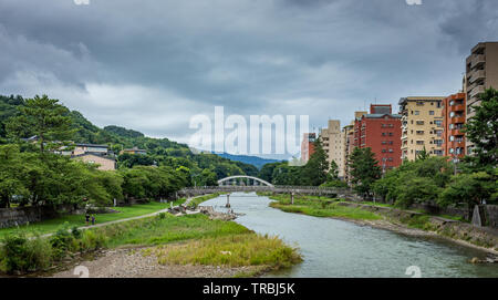 View of the Asanogawa river, one of Kanazawa's two rivers, Ishikawa ...