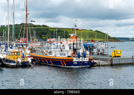 Falmouth Pilot boat moored at Falmouth Haven marina on the River Fal in ...