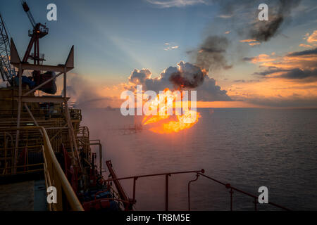 Well testing operation (flaring) of an oil and gas drilling rig ...