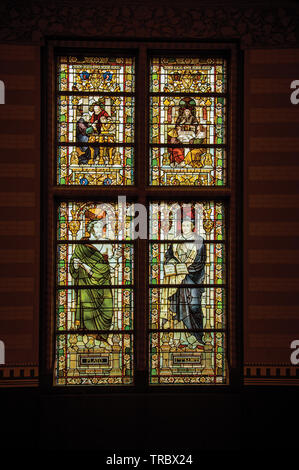 Colorful stained glass window at the Rijksmuseum (National Museum) in ...