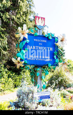 Welcome to Dartmouth sign, Dartmouth, Devon, UK, England, Dartmouth ...