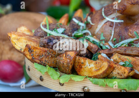Georgian food kanchi, meat, potatoes and other vegetables Stock Photo ...