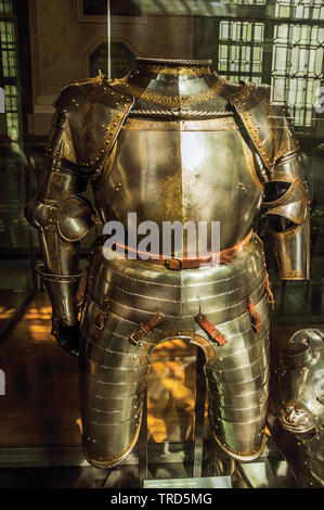 Original medieval armor in the Army Museum of the Palace Les Invalides ...