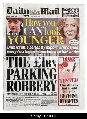Daily Mail newspaper headline front page 'Rishi Set For No 10 as Boris ...