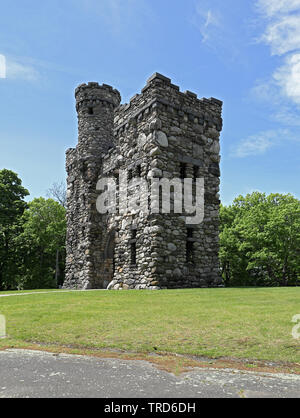 A stone tower at Bancroft Castle in Groton, Massachusetts. Image was ...