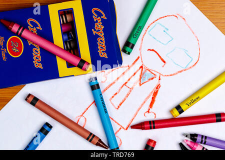A box of generic wax crayons Stock Photo - Alamy