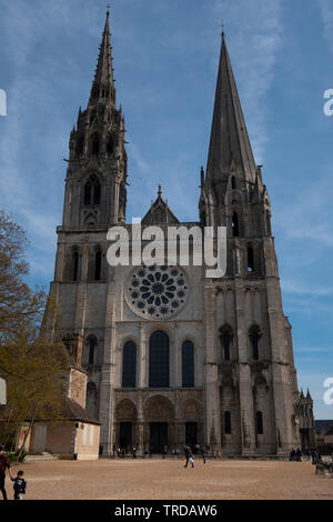 Chartres Cathedral, a masterpiece of Gothic architecture, is depicted ...