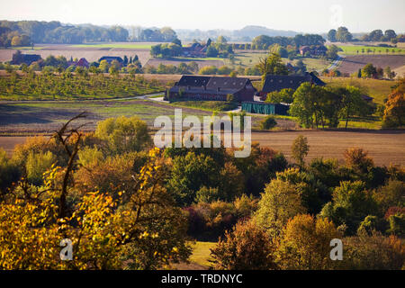 landscape with farmhouse, view from Burgberg, Oelde-Stromberg, North ...