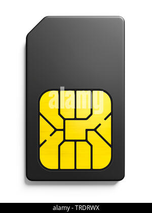 Blank black SIM smart card on black background. Mock up. 3d ...