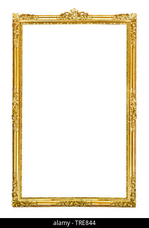 Old Gold Picture Frames on wooden wall Stock Photo - Alamy