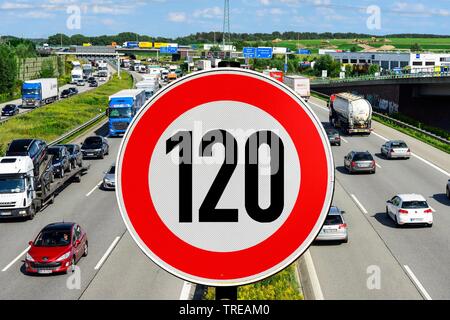 Road sign, speed limit 120 km/h Stock Photo - Alamy