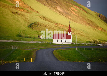 Reyniskirkja Church near Reynisfjara Beach near Vik, Iceland in Winter ...