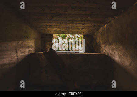 A old WW2 Bunker looking out to see under the beautiful cliffs of ...