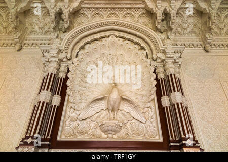 Peacock design on the wall of the Durbar Room at Osborne House on the ...