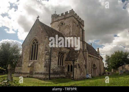The Norman font in the medieval English country church of St Nicholas ...