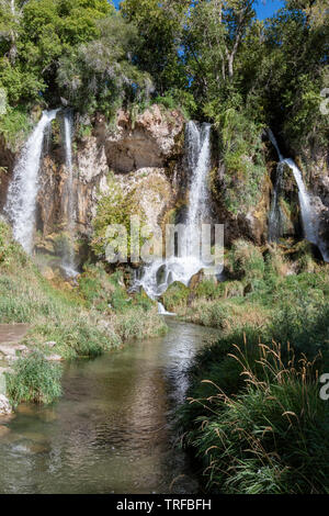 Rifle Falls State Park, Colorado. Cascading triple waterfall Stock ...