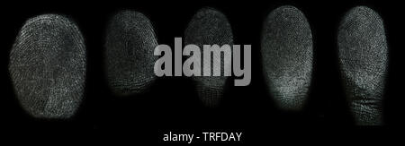 Real fingerprint isolated on white paper background. Fingerprint. Black ...